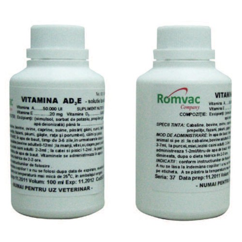 Vitamin AD3E 100ml - fertility water solution - by Romvac
